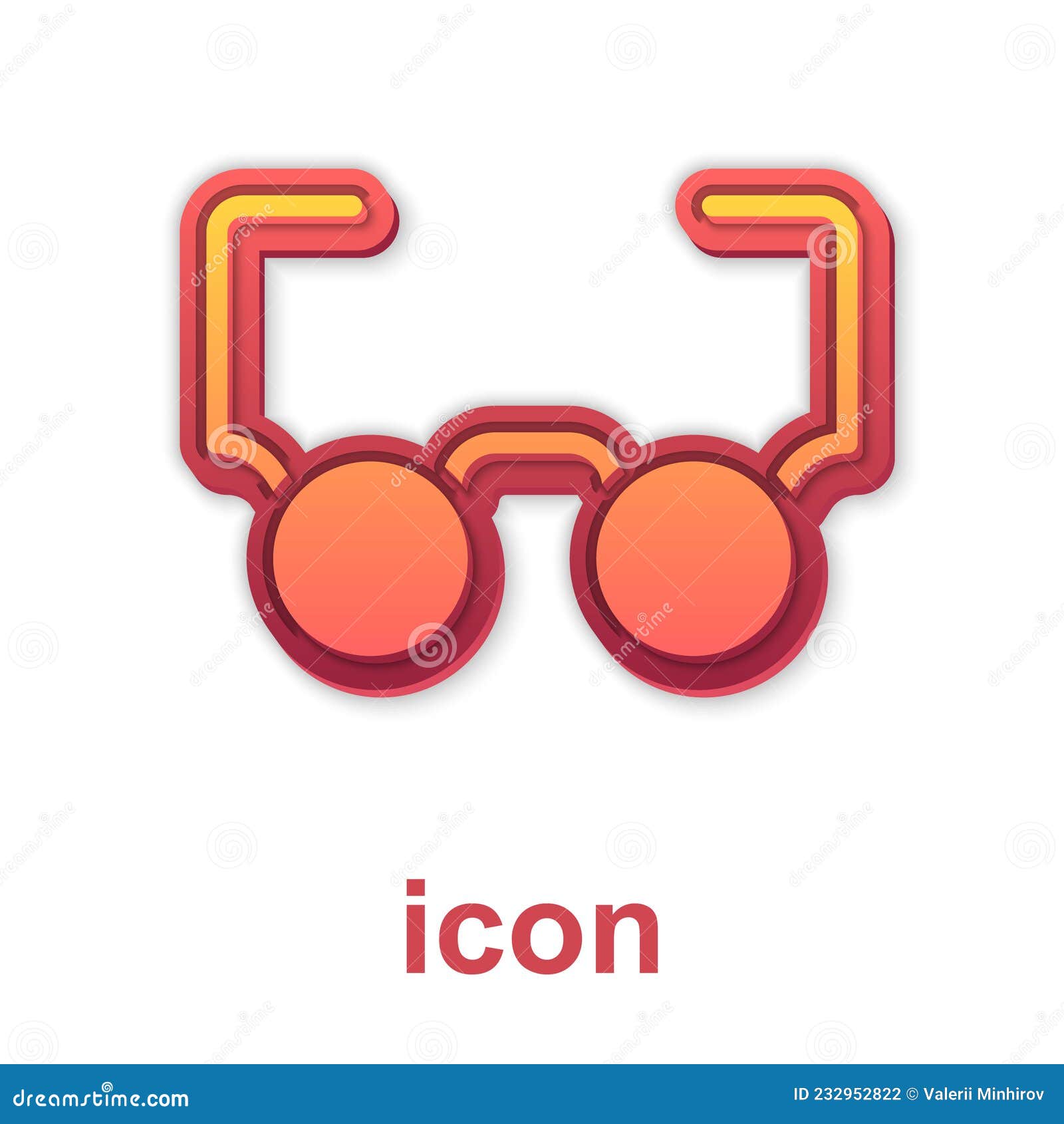 Gold Glasses Icon Isolated on White Background. Eyeglass Frame Symbol ...