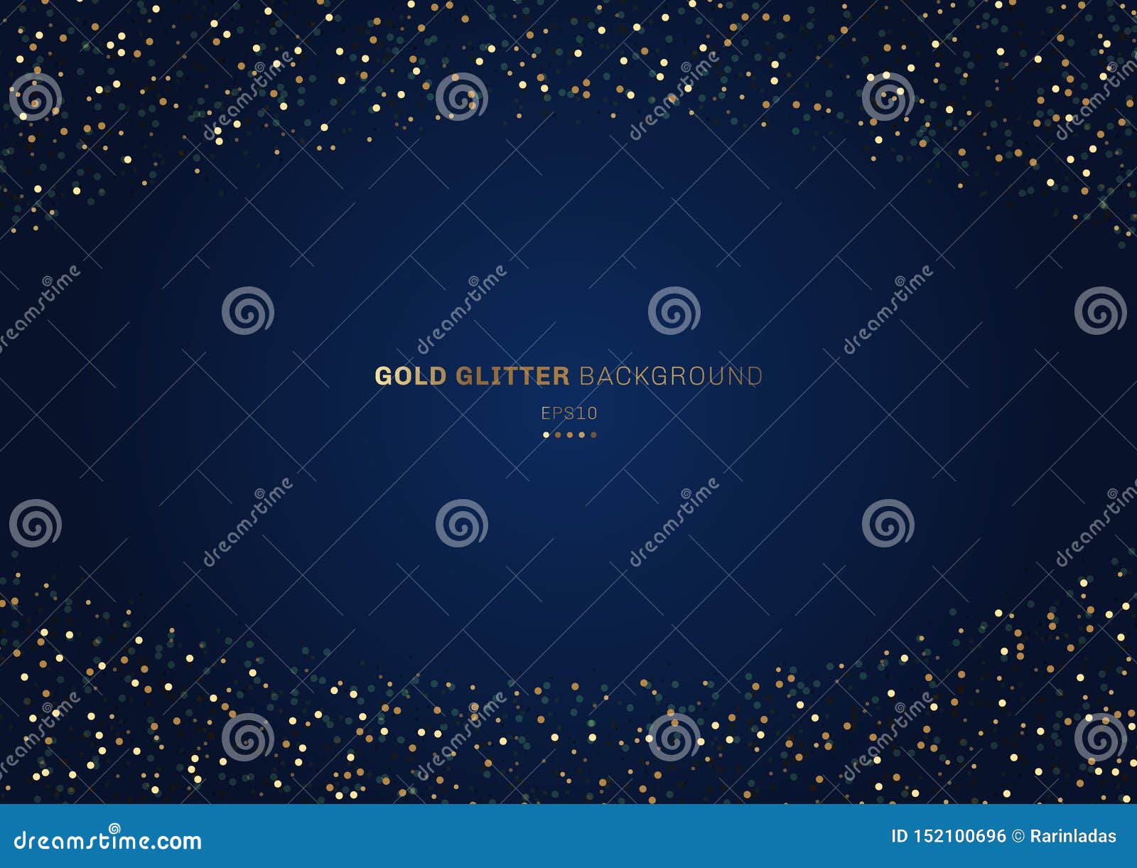 Gold Glitter Circles Festive on Dark Blue Background with Space for ...