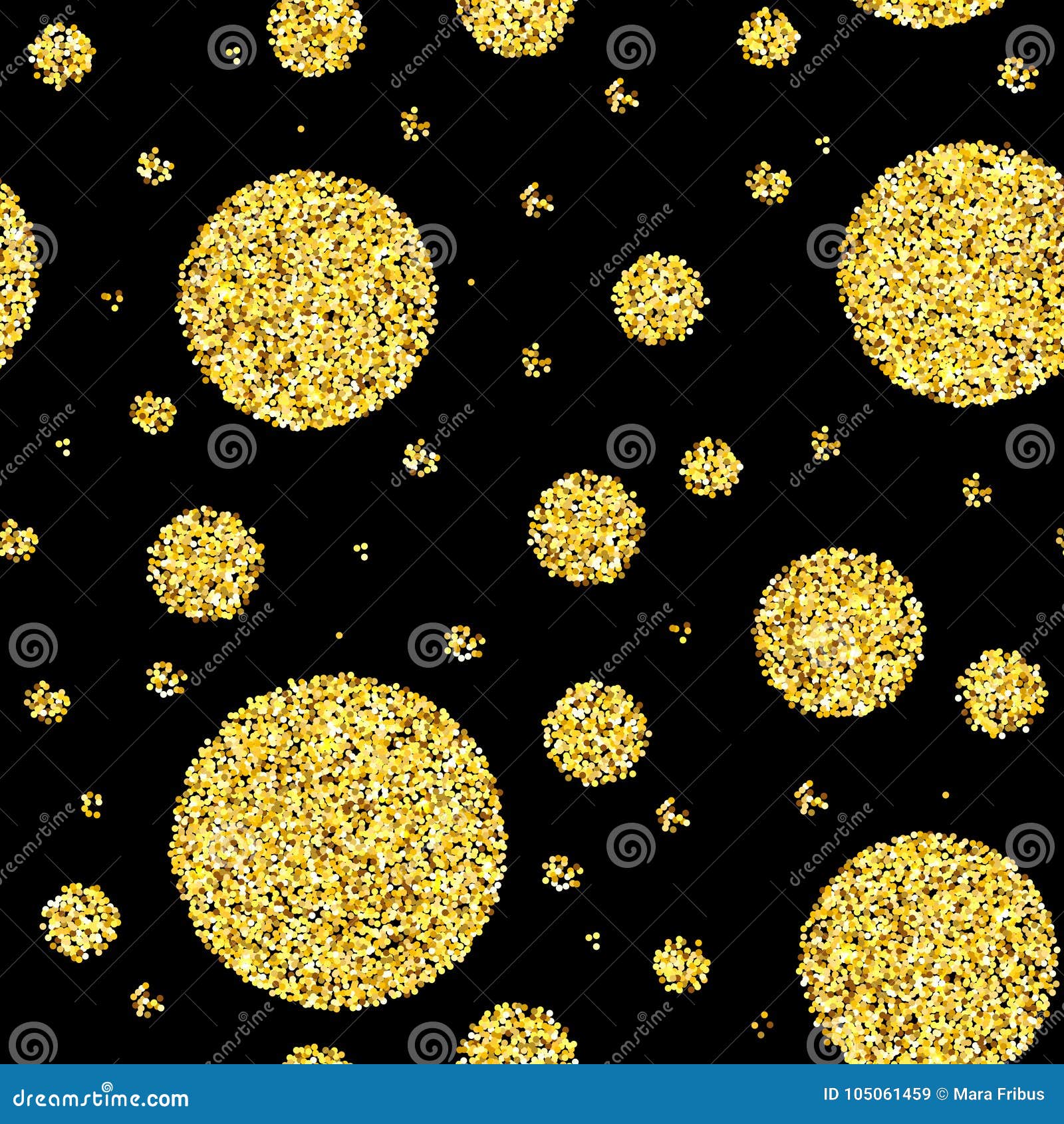 Gold Glitter Circles Seamless Pattern Stock Vector - Illustration of ...
