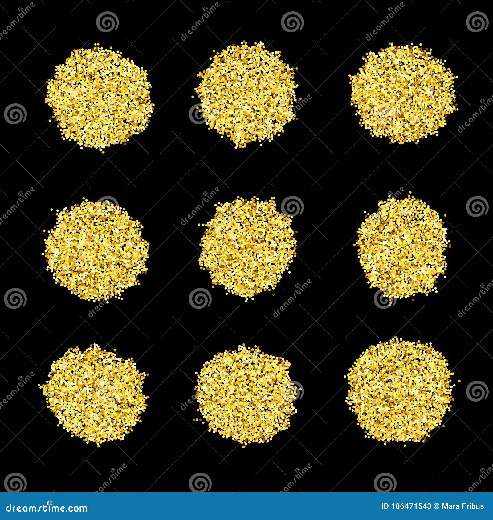 Gold Glitter Design Elements Set Stock Vector - Illustration of shine ...