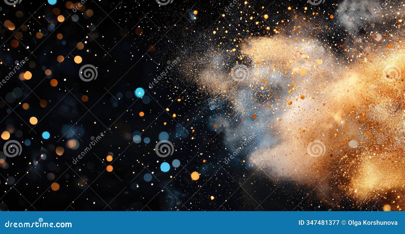 Gold Glitter Dust Sparkles Against a Black Background Stock Image ...