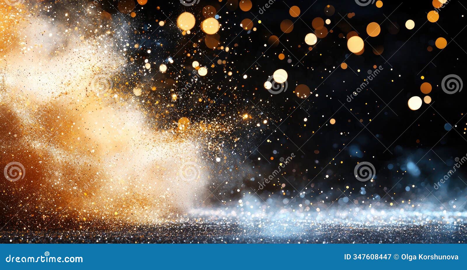 Gold Glitter Dust Sparkles Against a Black Background Stock Image ...