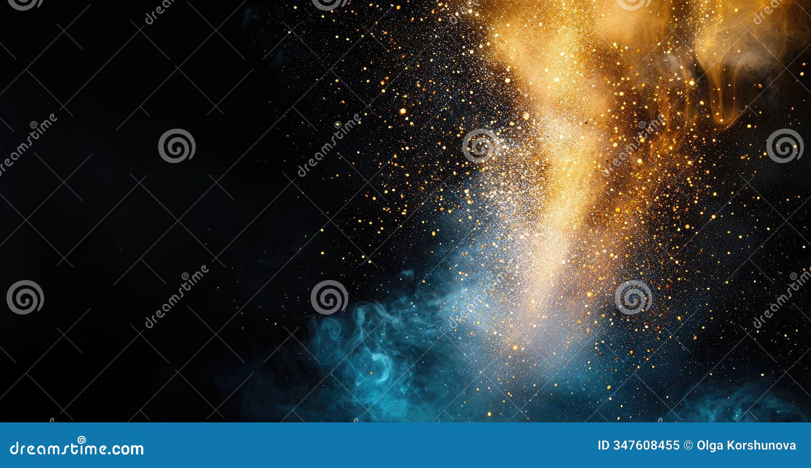 Gold Glitter Dust Sparkles Against a Black Background Stock Image ...