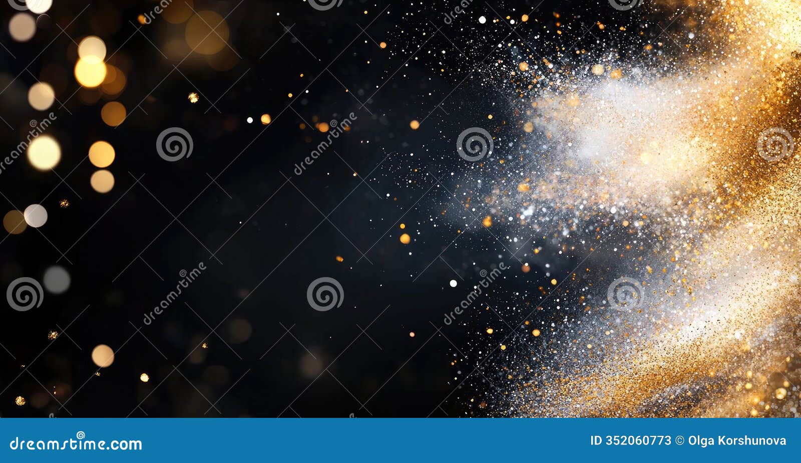 Gold Glitter Dust Sparkles Against a Black Background Stock Image ...