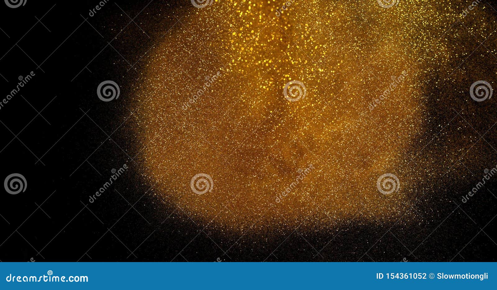 Gold Glitter Exploding on Black Background, Slow Motion Stock Footage ...