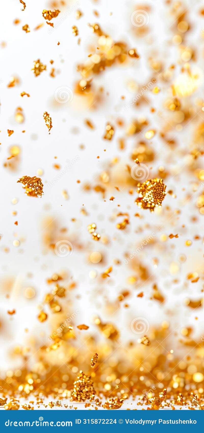 Gold Glitter Falling on a White Background Stock Photo - Image of ...