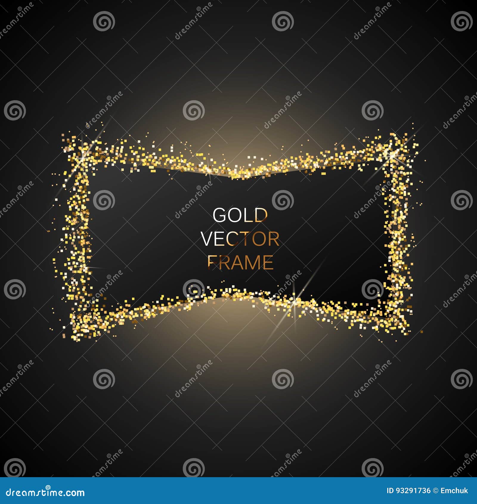 Gold glitter frame stock vector. Illustration of disco - 93291736