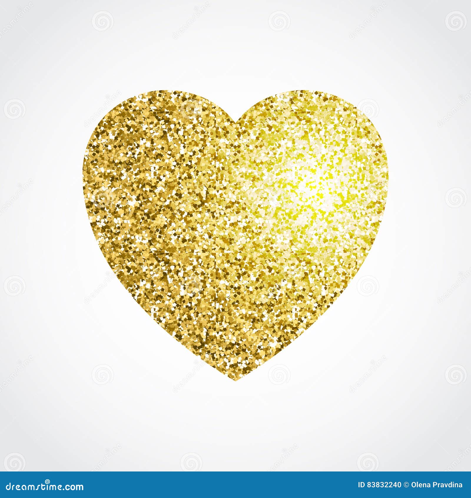 Gold Glitter Heart Isolated on White Background. Stock Vector ...