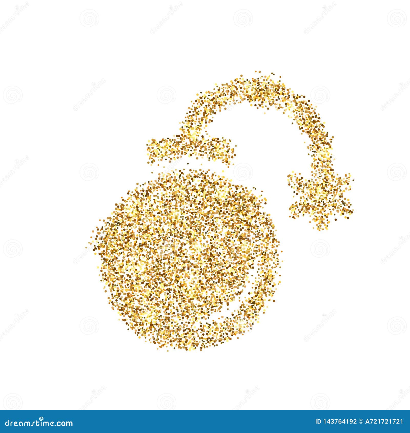 Gold Glitter Icon of Exploding Bomb Isolated on Background. Art ...
