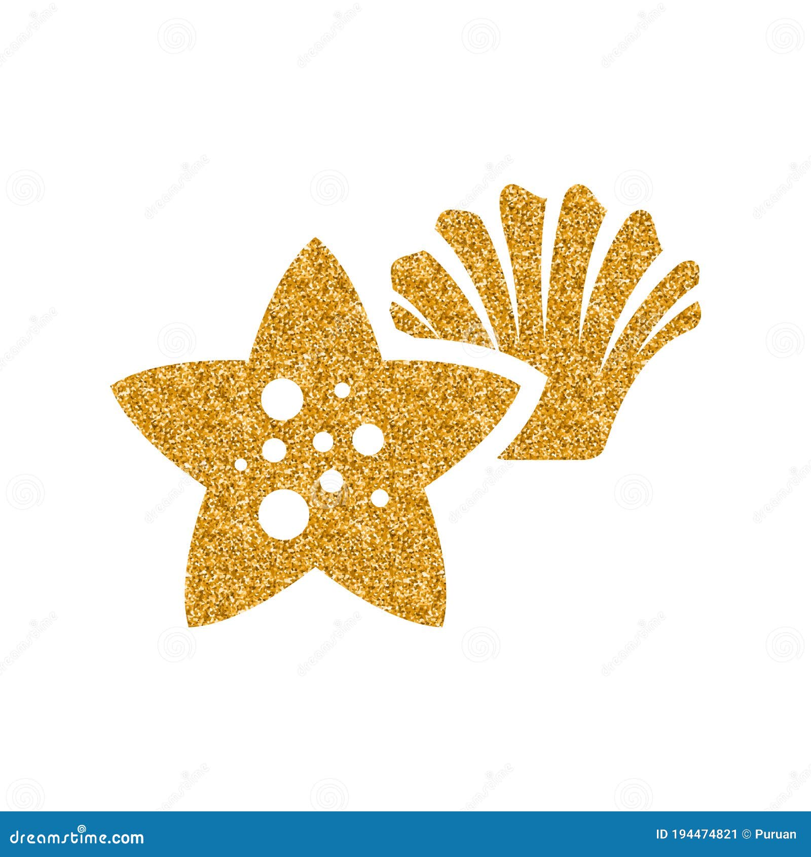 Gold Glitter Icon - Star Fish Stock Vector - Illustration of beach ...