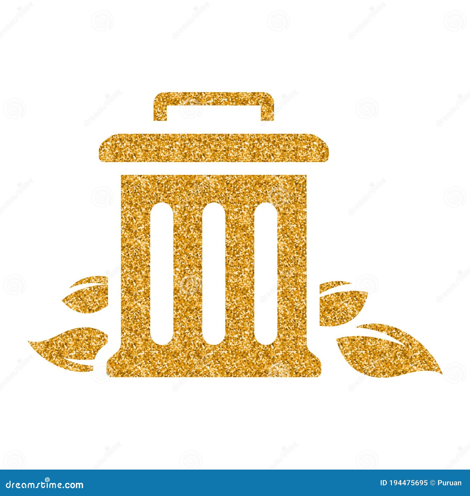 Gold Glitter Icon - Trash Bin Stock Vector - Illustration of object ...