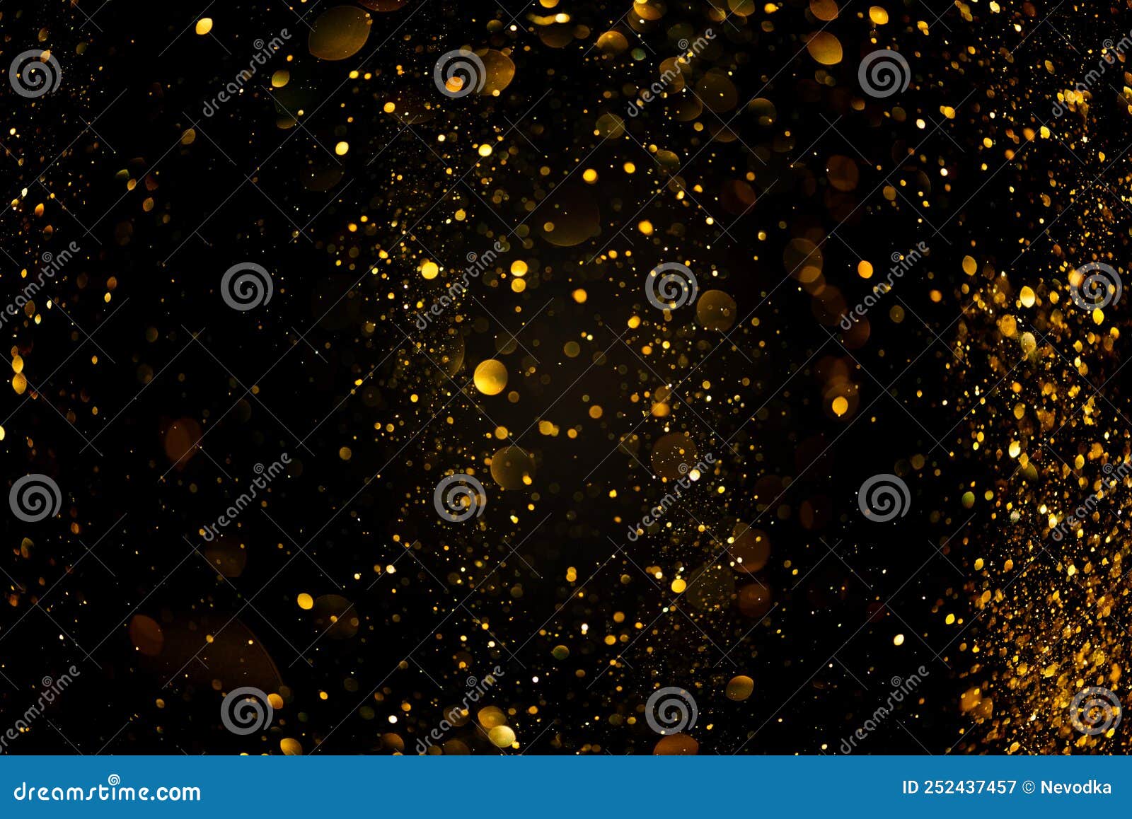 Gold Glitter Lights Bokeh Festive Abstract Background Stock Image ...