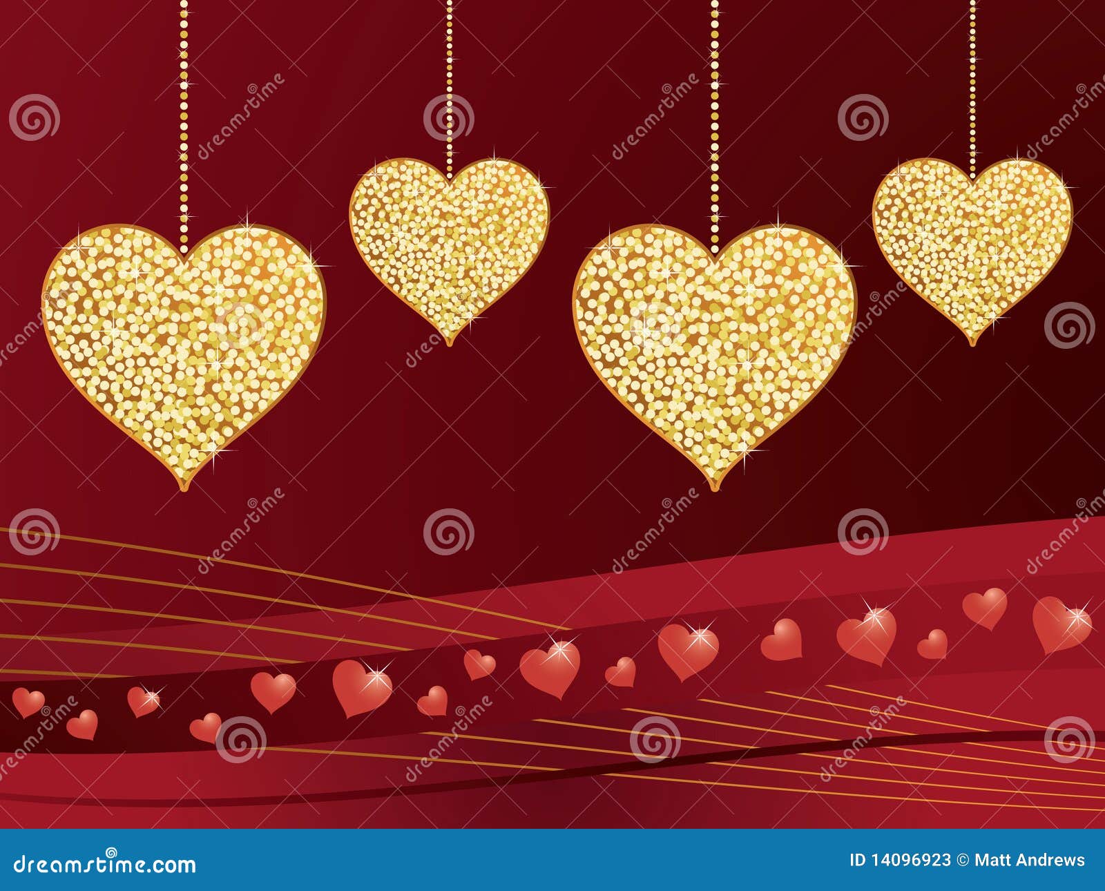 Gold glitter love hearts stock vector. Illustration of love - 14096923