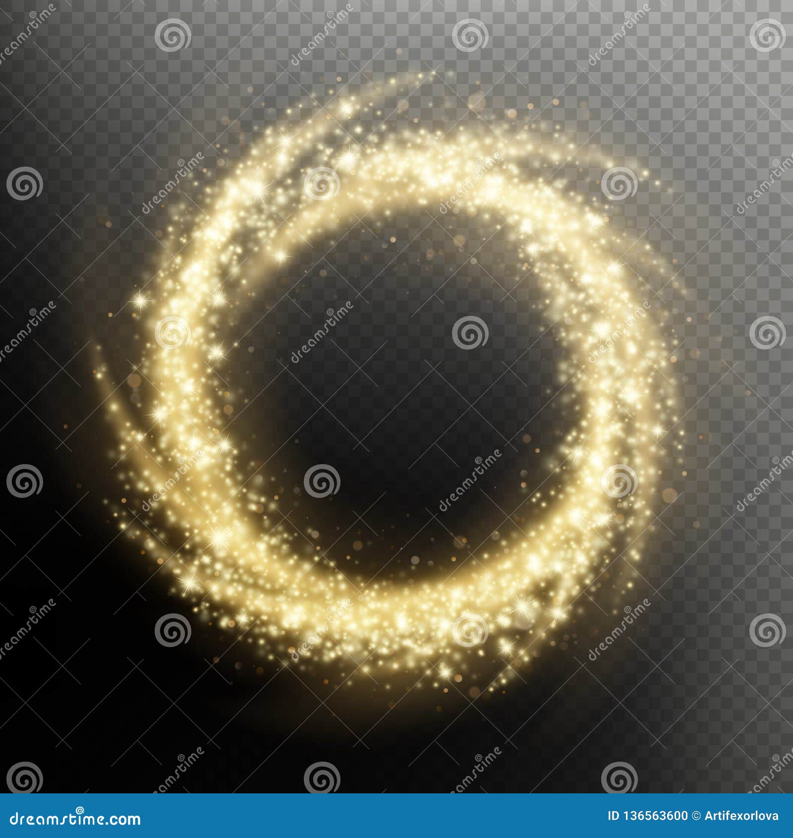 Gold Glitter Particle Swirl Fireworks Light Circle Overlay Effect. EPS ...