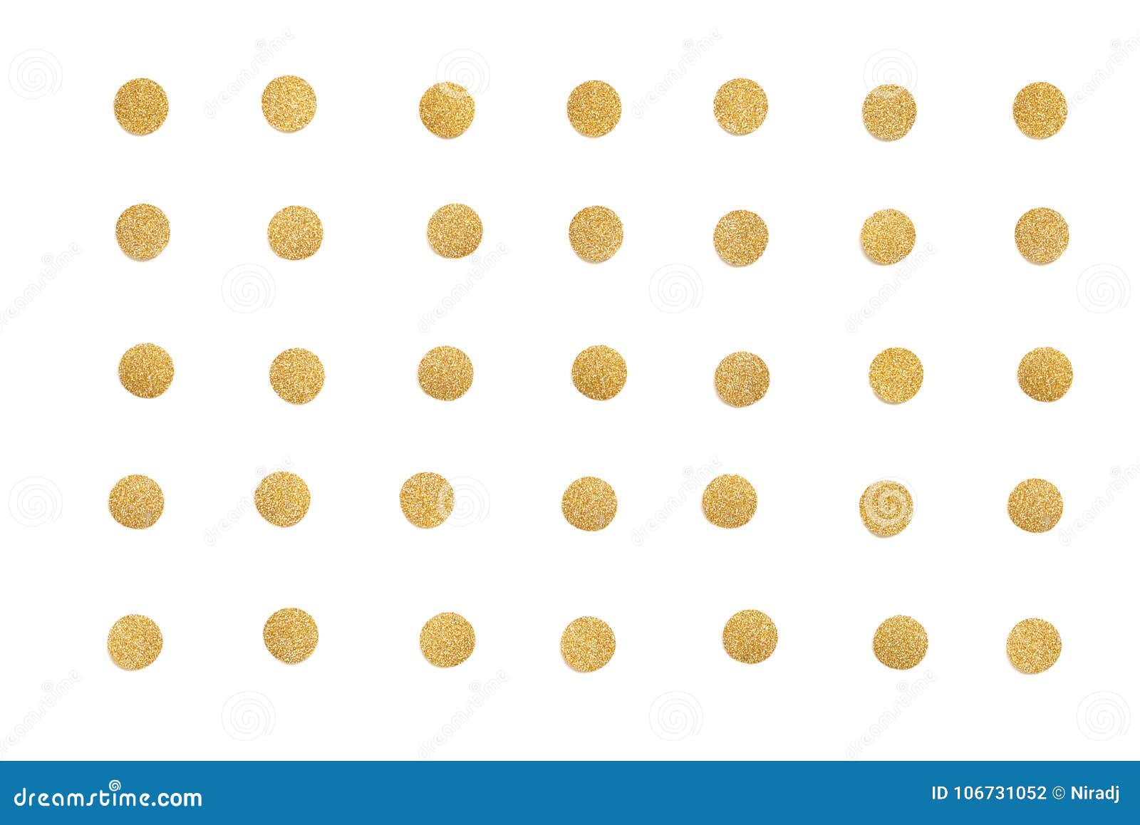 Gold Glitter Polka Dot Paper Cut on White Background Stock Photo ...