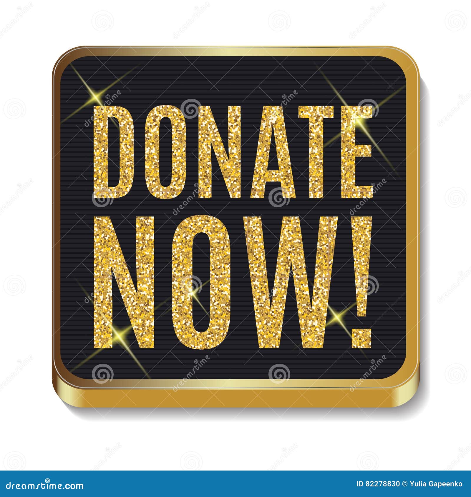 Gold Glitter Shiny Donate Now Icon. Button with Shadow for Your Stock ...