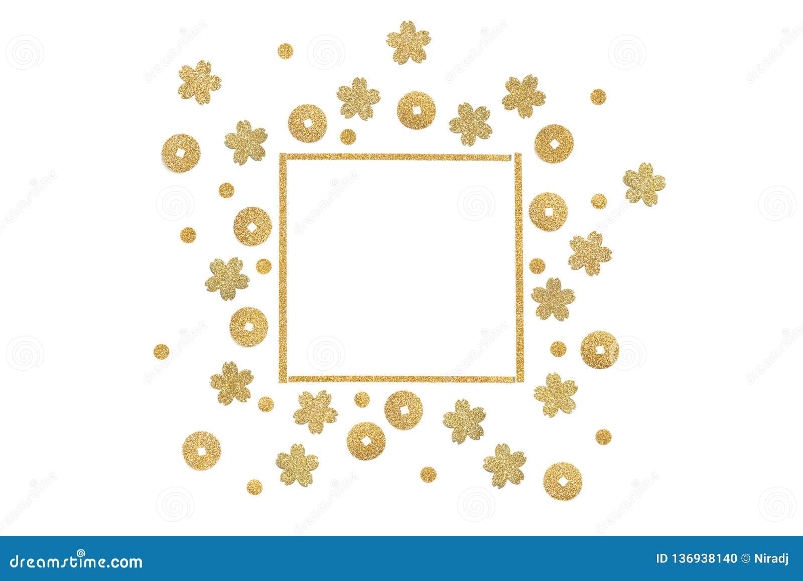 Gold Glitter Square Frame Paper Cut Background Stock Illustration ...