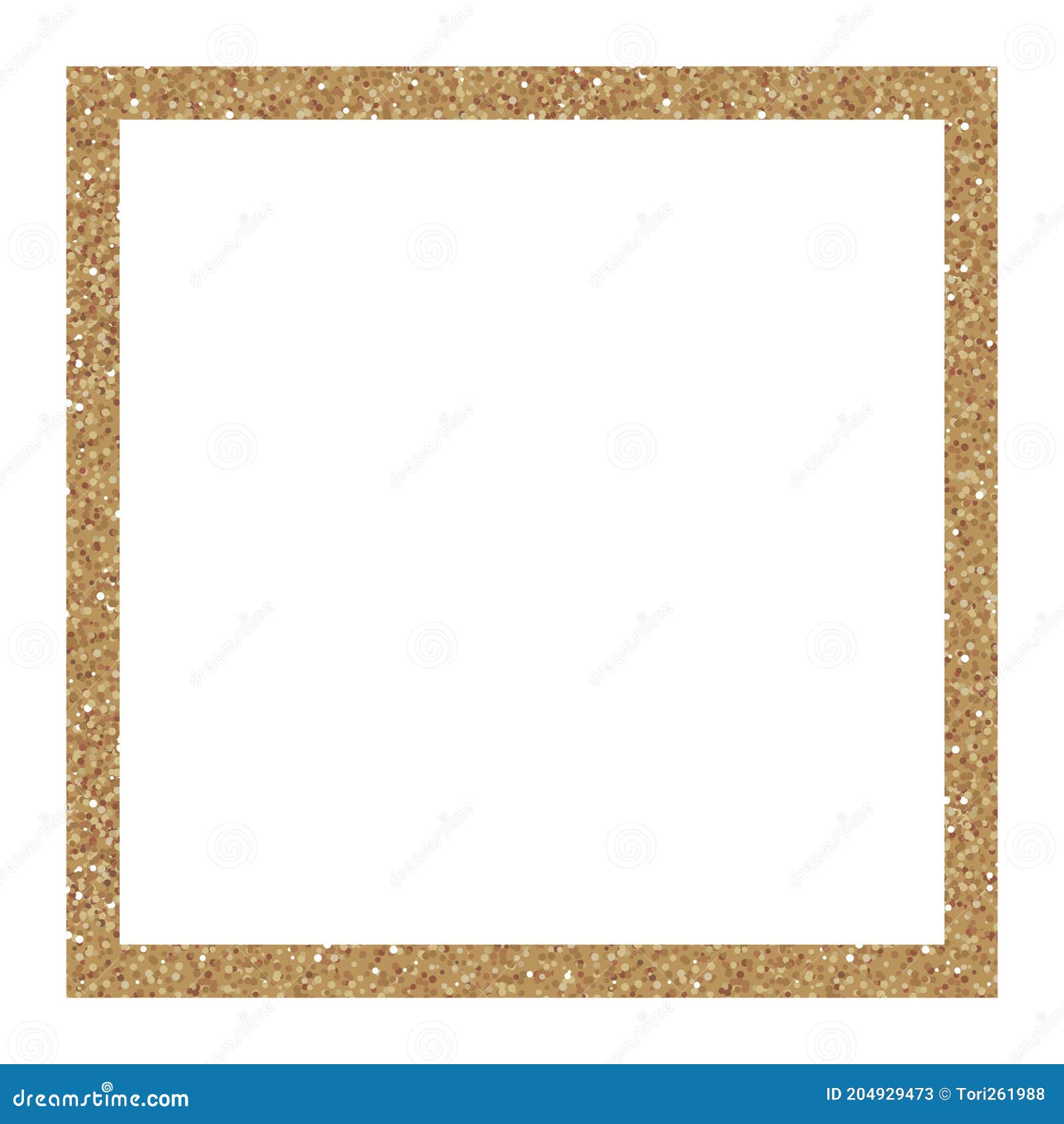 Gold Glitter Square Frame with Sparkles on White Background. Stock ...