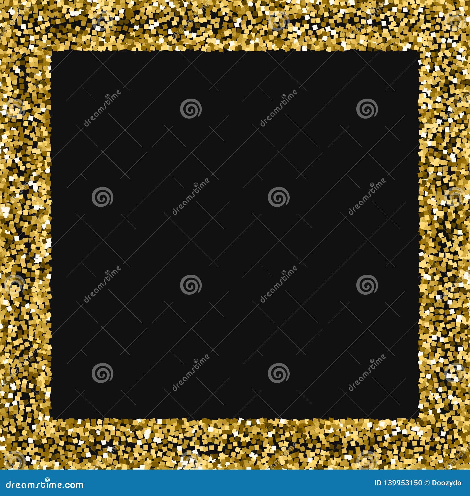 Gold Glitter. Square Scattered Border with Gold Glitter Stock ...