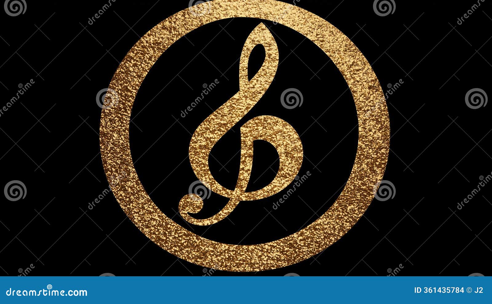 Gold Glitter Treble Clef Emblem on Black Circular Background Stock ...