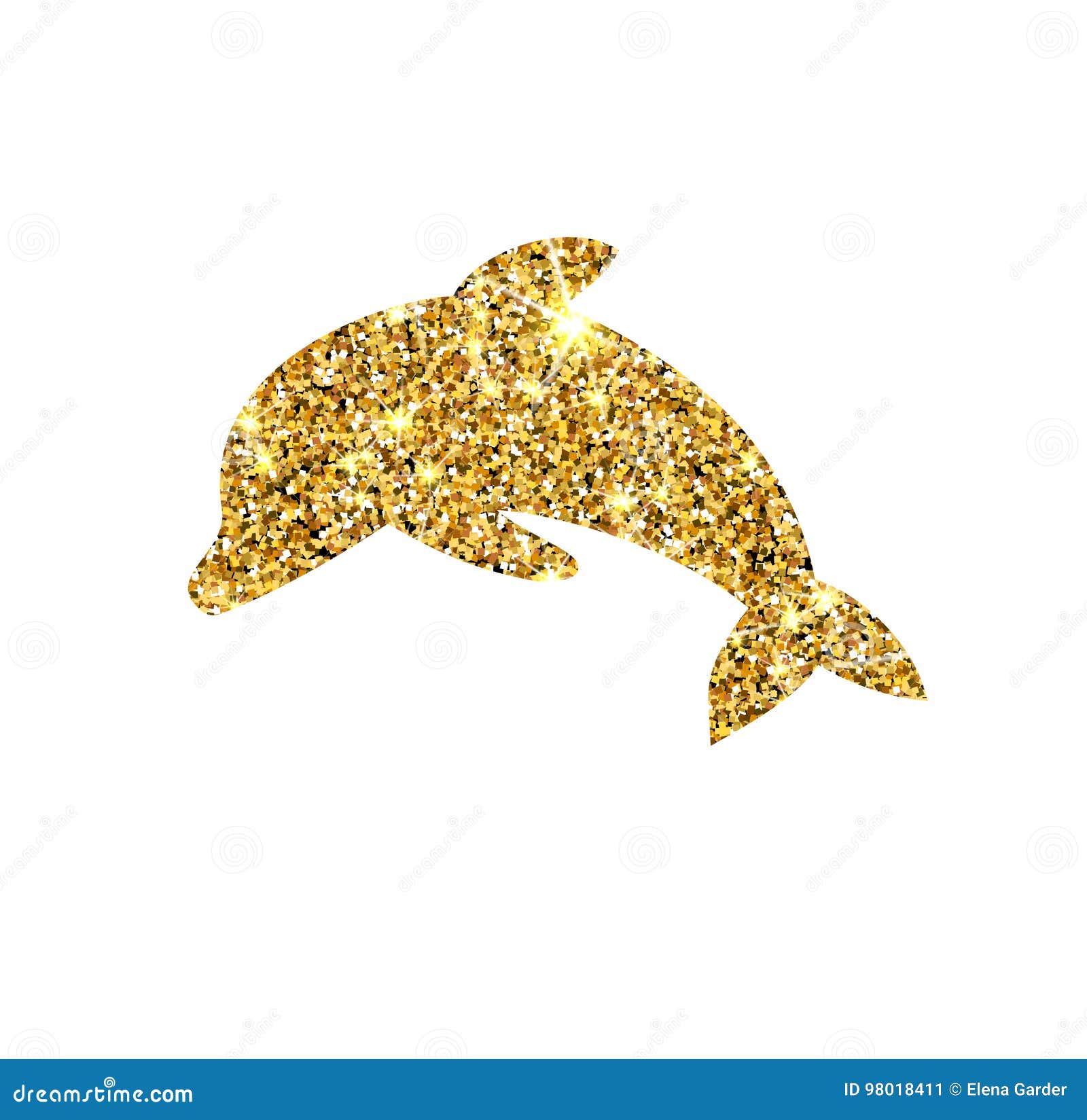 Gold Glitter Vector Dolphin. Golden Sparkle Fish Stock Vector ...
