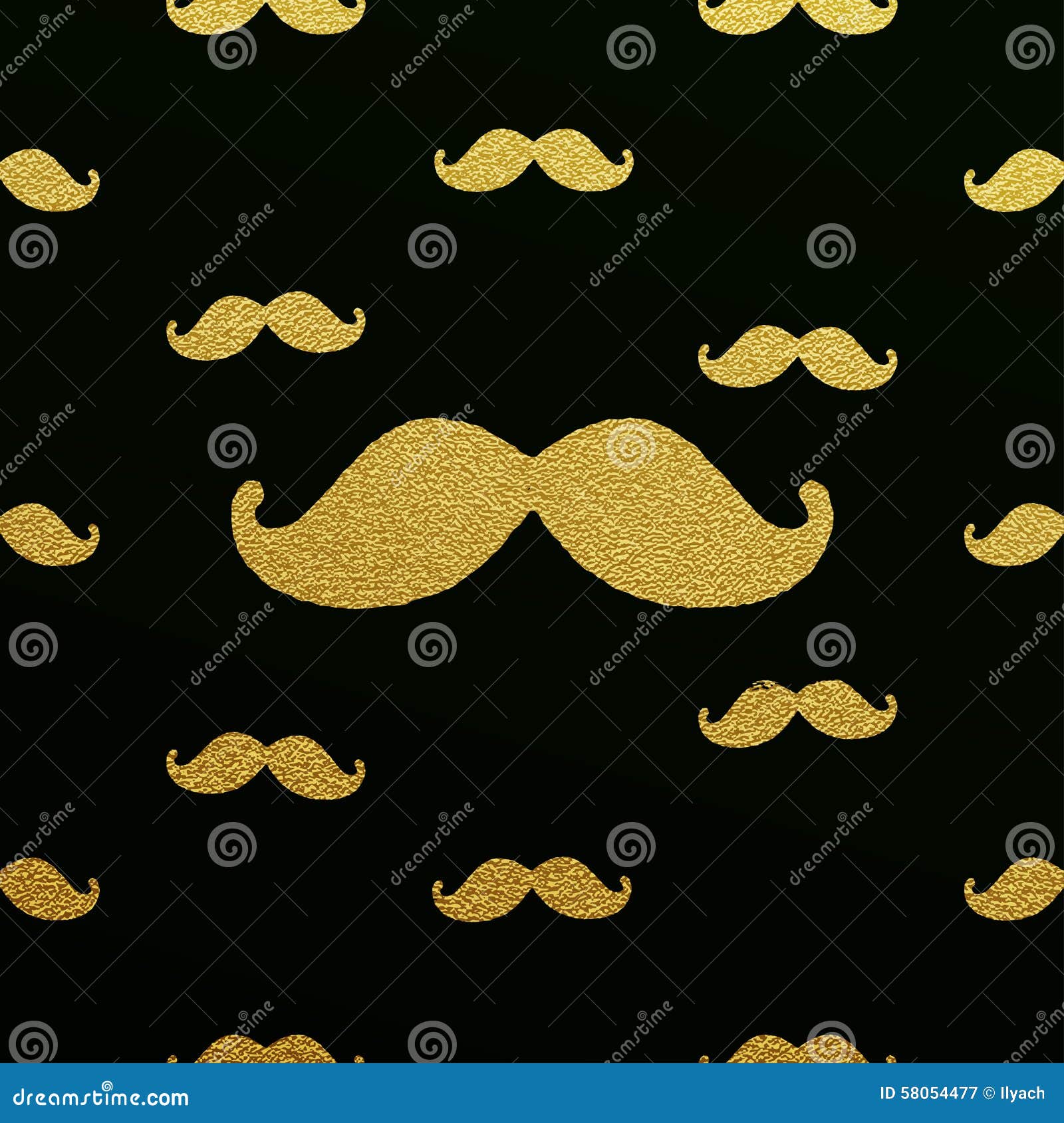 Gold Glittering Mustache Pattern Stock Vector - Illustration of blank ...