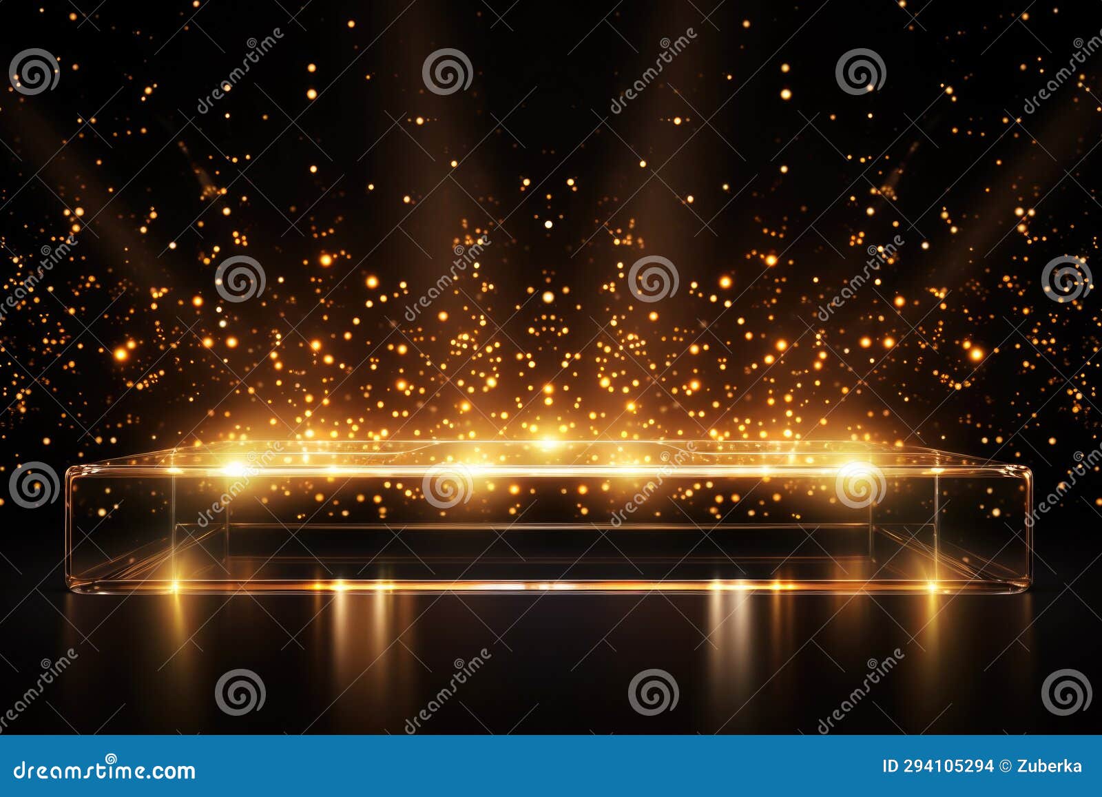Gold Glittering Podium on Black Stock Illustration - Illustration of ...