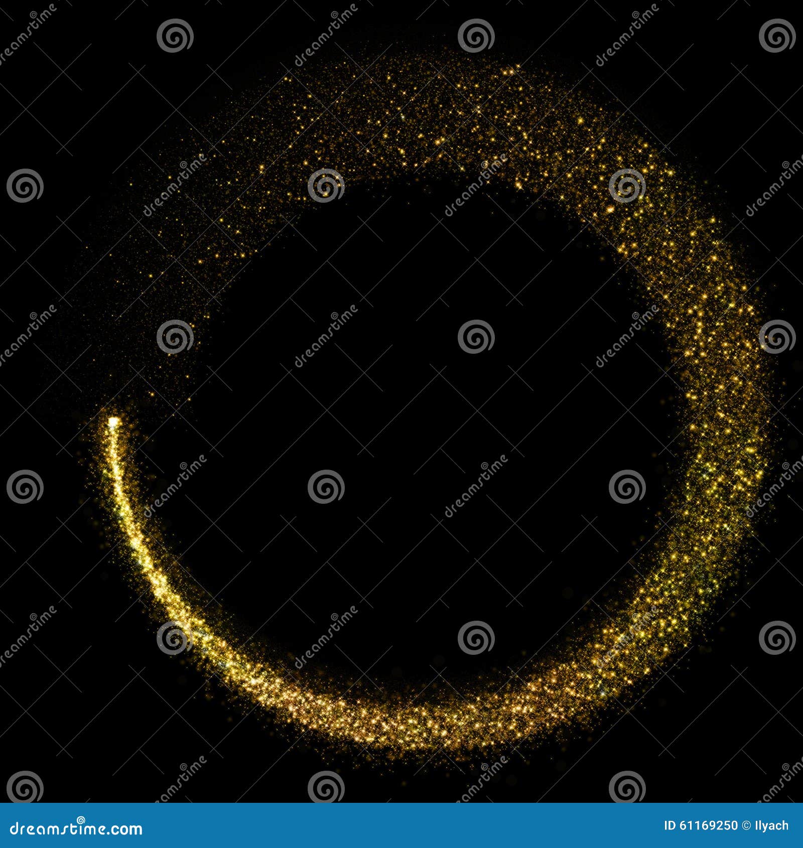 Gold Glittering Star Dust Circle Stock Photo - Image of flare, curve ...