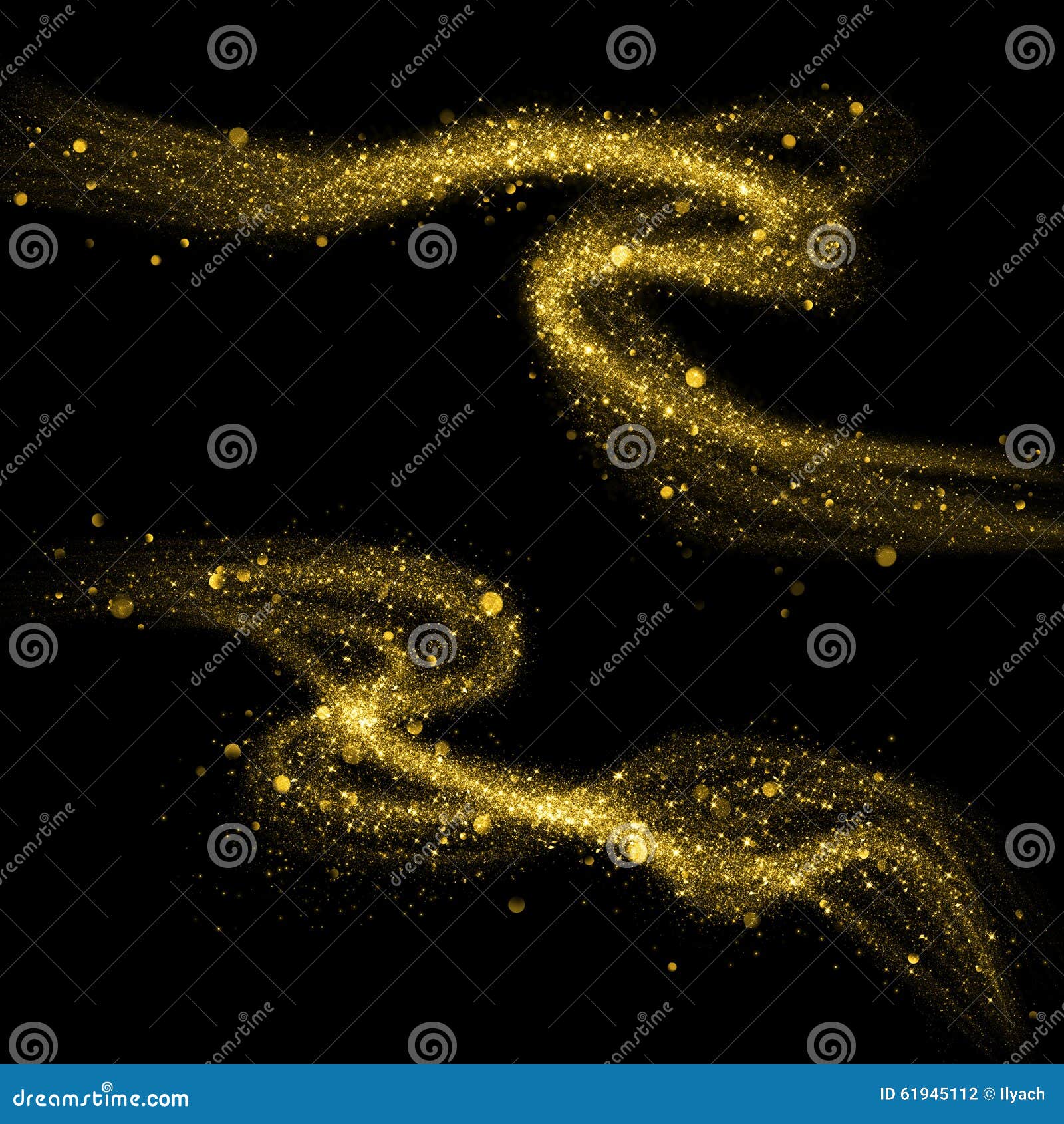Gold Glittering Stars Dust Trail Stock Photo - Image of background ...