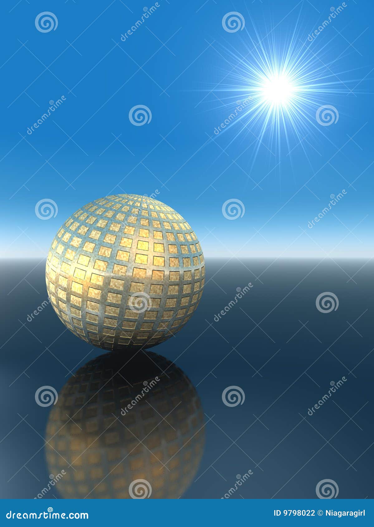 Gold Globe with Grid stock illustration. Illustration of horizon - 9798022