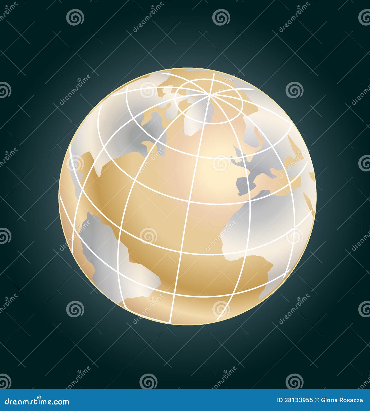 Gold Globe Planet Earth Vector Image Stock Vector - Illustration of ...