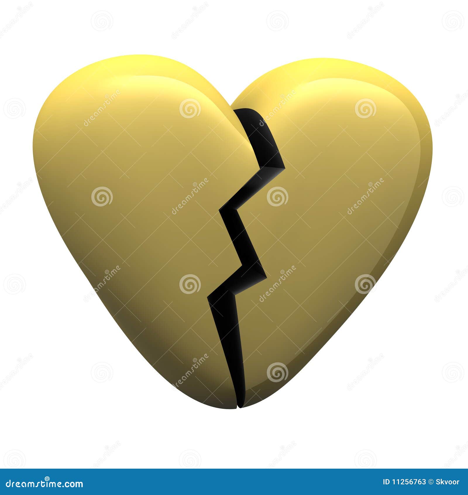 Gold glossy broken heart stock illustration. Illustration of crack ...
