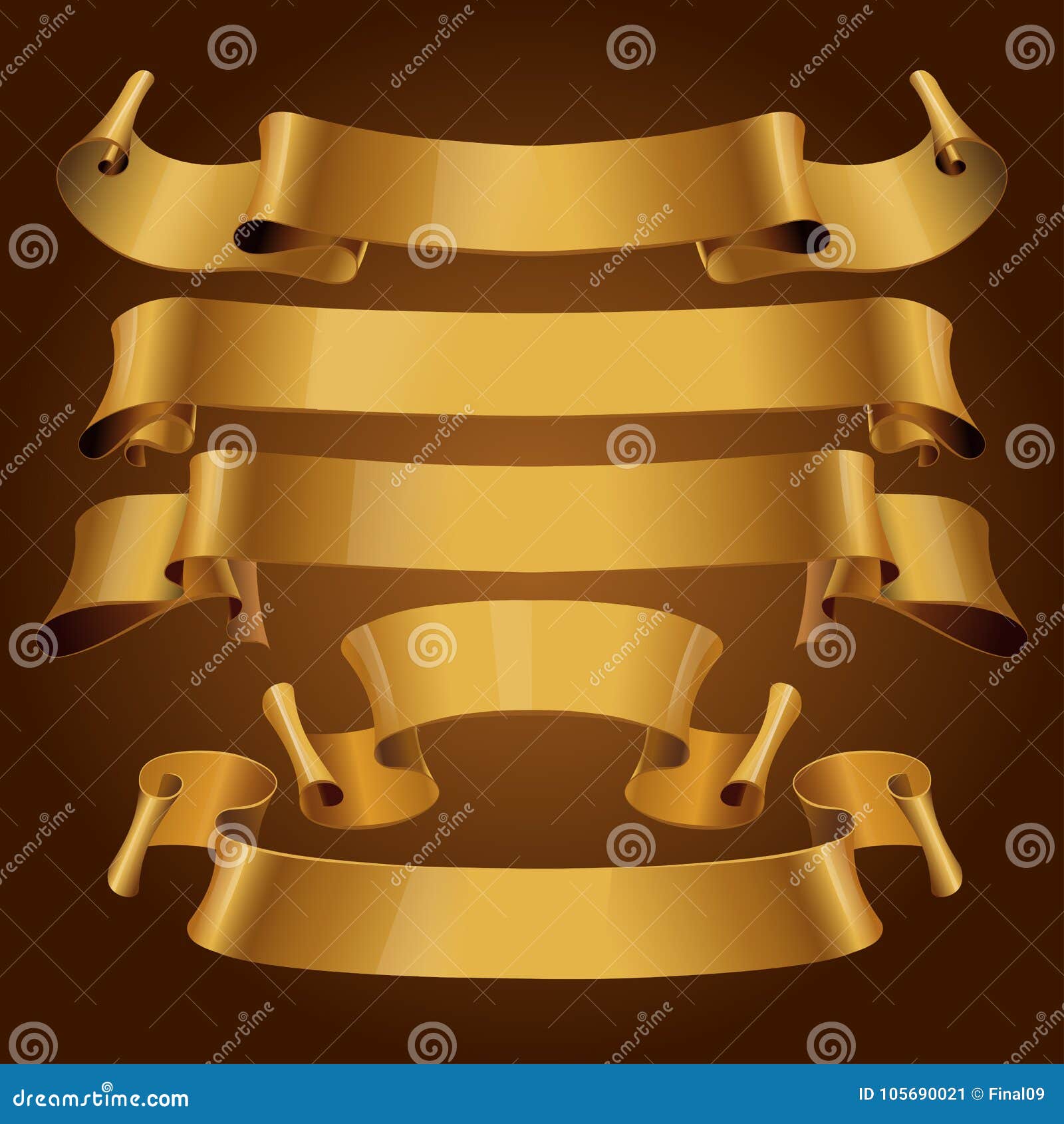 Gold Glossy vector ribbons stock vector. Illustration of decoration ...