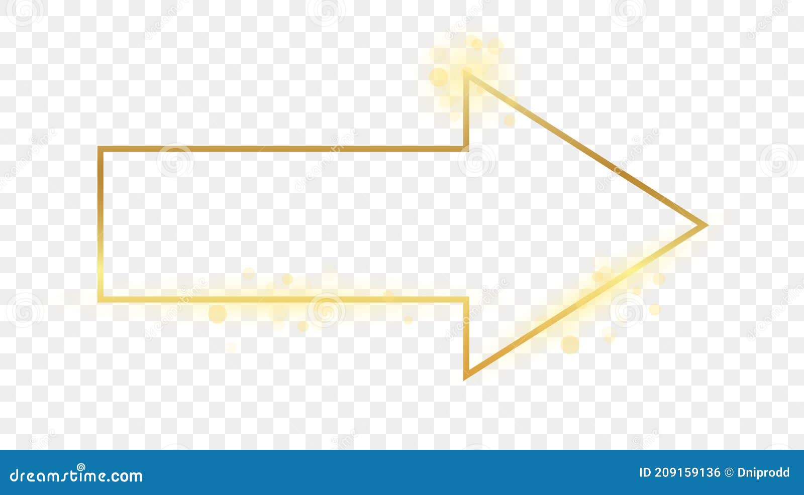 Gold Glowing Arrow Shape Frame Isolated On Transparent Stock Vector ...
