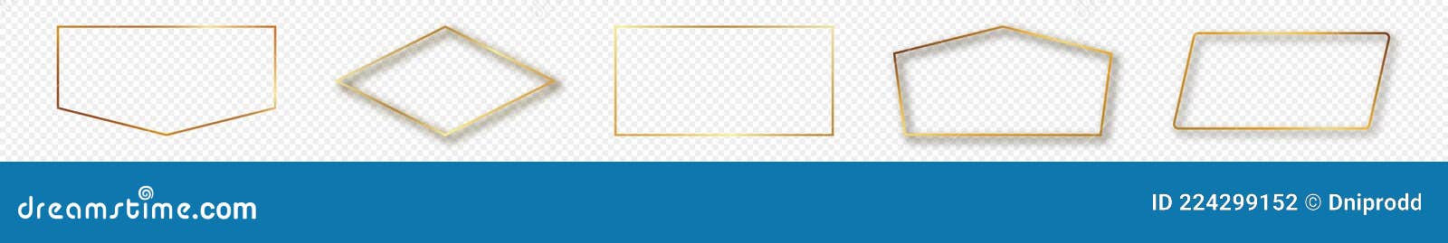 Gold Glowing Different Geometric Shape Frame Stock Vector ...