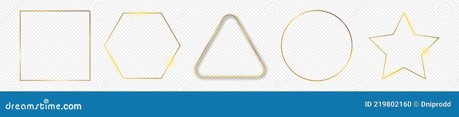 Gold Glowing Different Geometric Shape Frame Stock Vector ...
