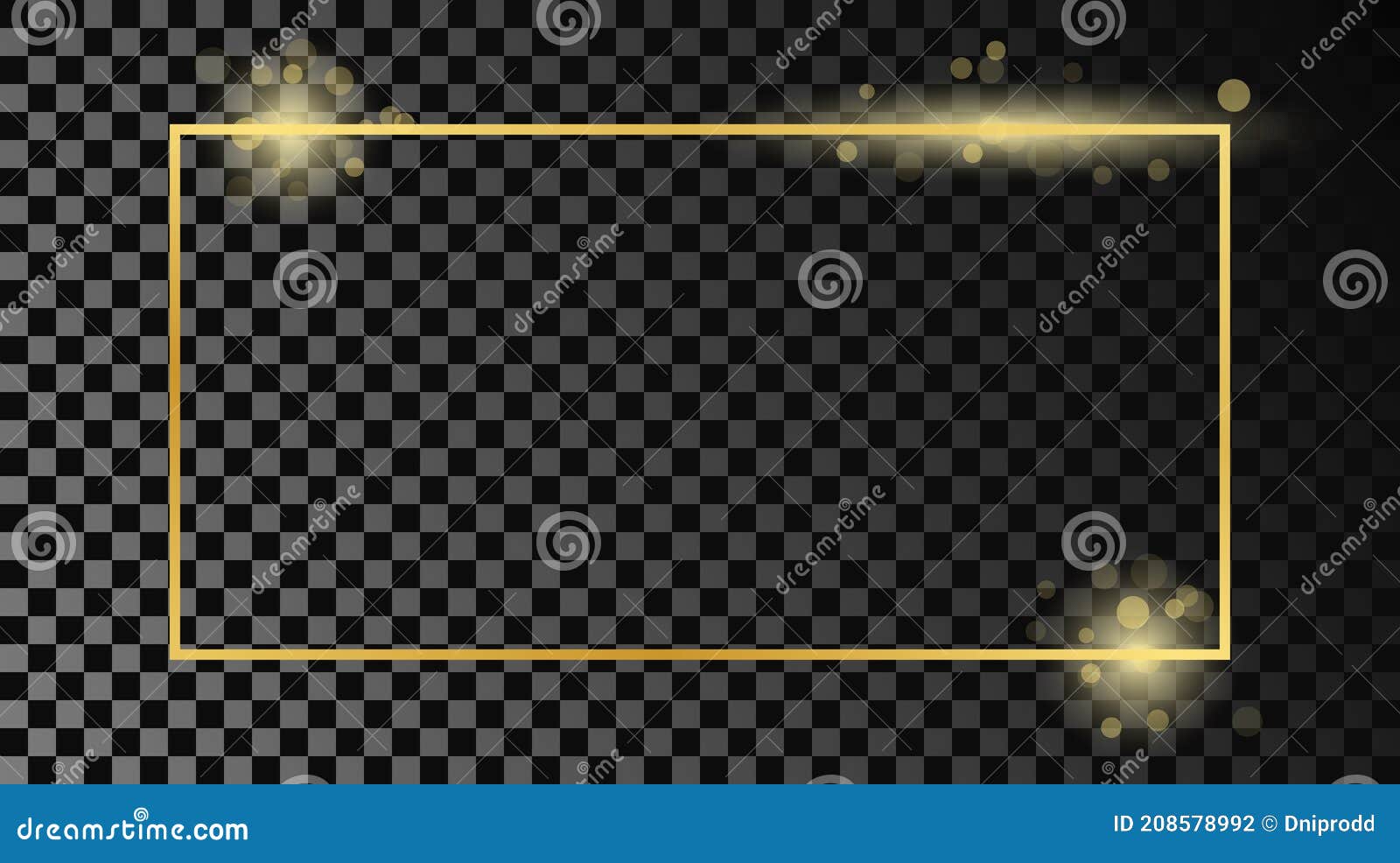 Gold Glowing Rectangular Shape Frame Stock Vector - Illustration of ...