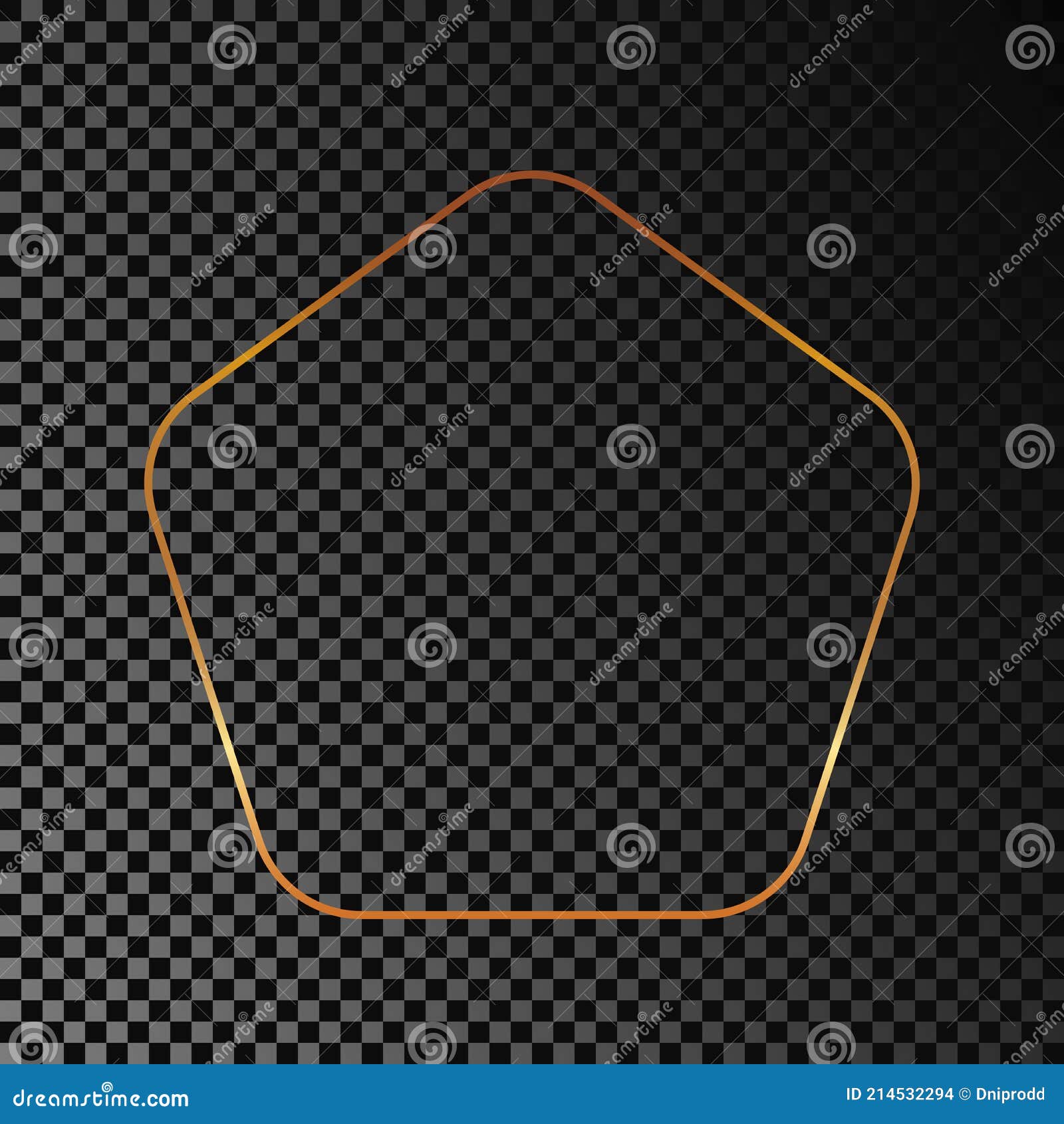 Gold Glowing Rounded Pentagon Shape Frame Stock Vector - Illustration ...