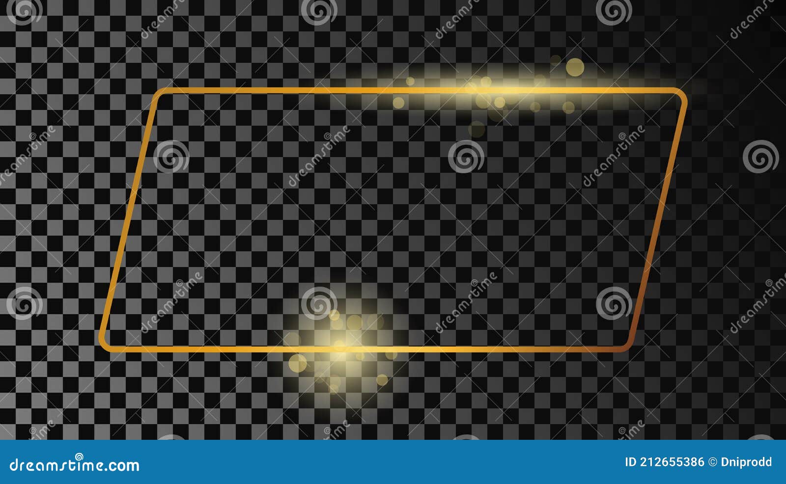 Gold Glowing Rounded Rectangular Shape Frame Stock Vector ...
