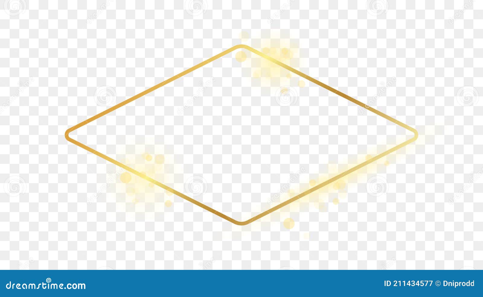 Gold Glowing Rounded Rhombus Shape Frame Stock Vector - Illustration of ...