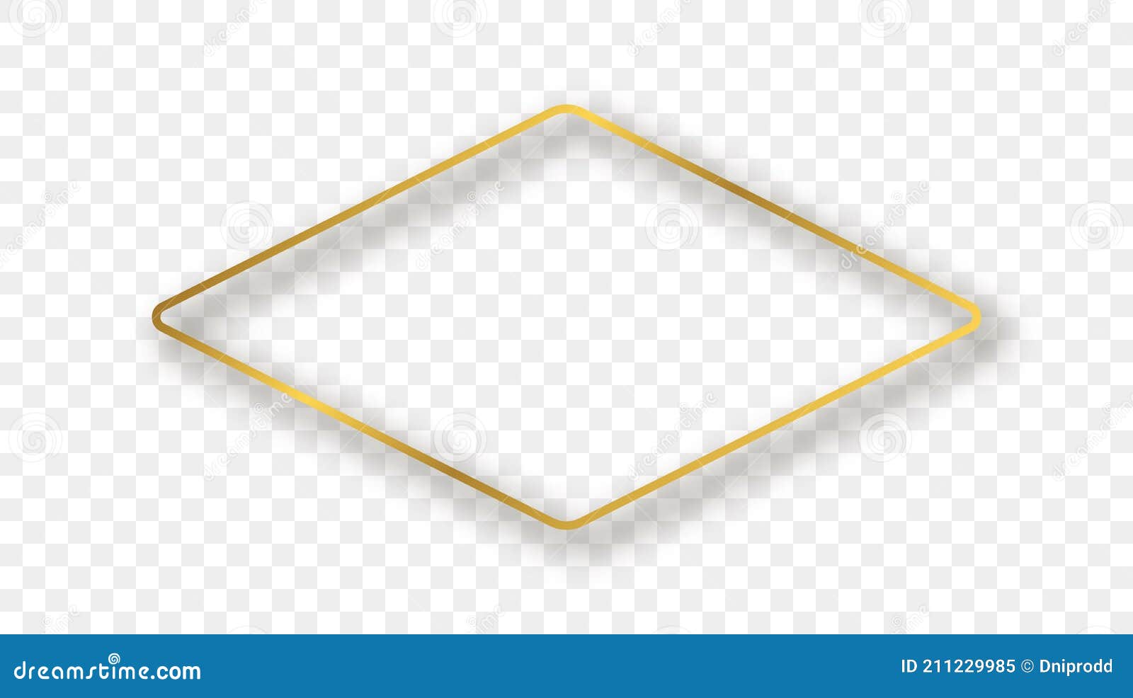 Gold Glowing Rounded Rhombus Shape Frame Stock Vector - Illustration of ...