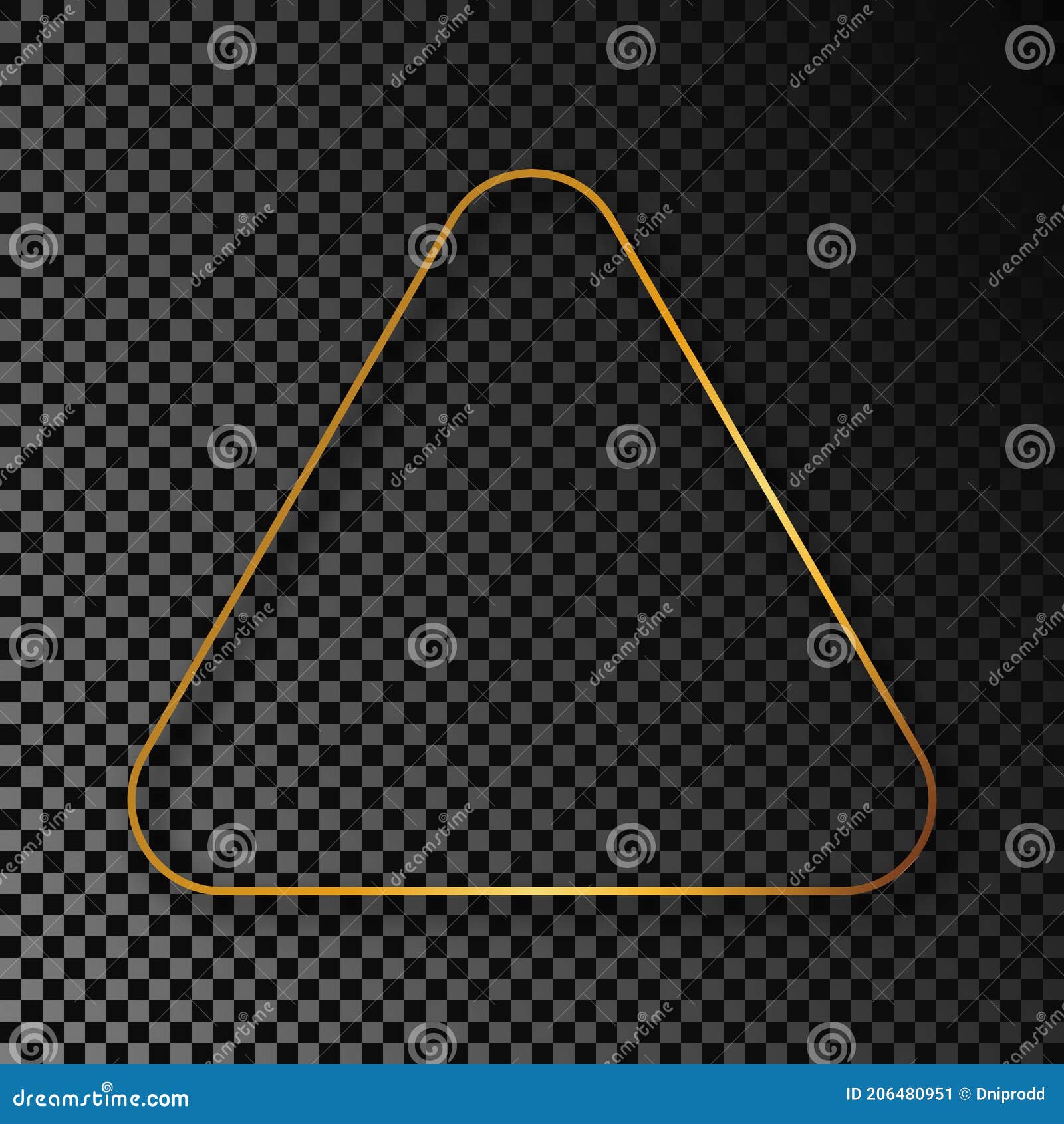 Gold Glowing Rounded Triangle Fram Stock Vector - Illustration of ...