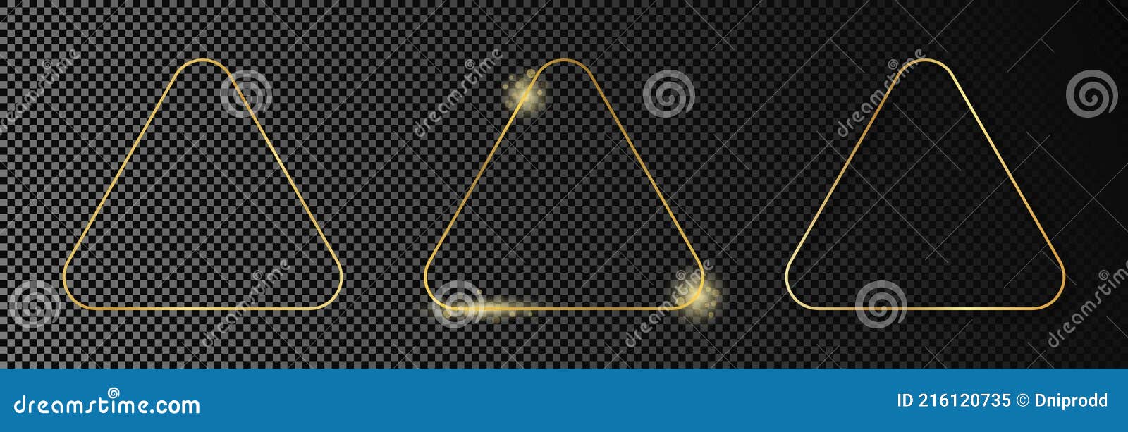 Gold Glowing Rounded Triangle Frame Stock Vector - Illustration of ...