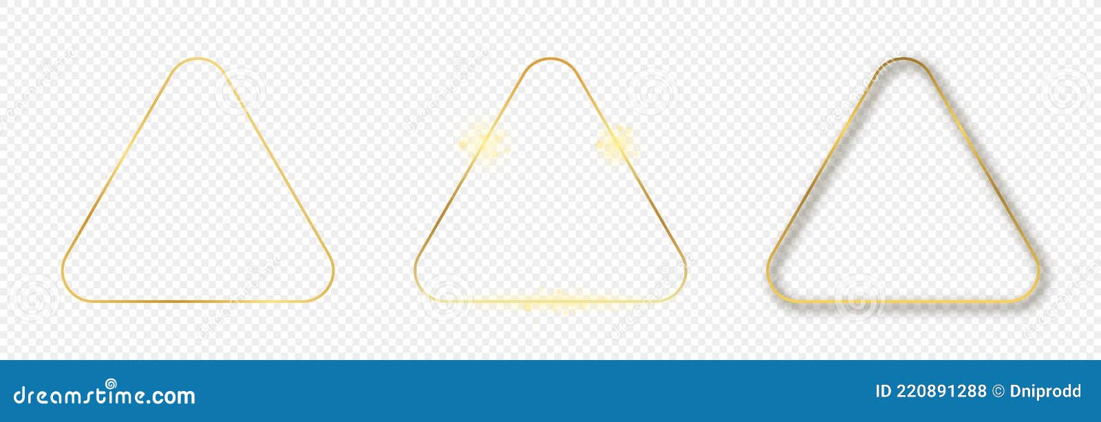 Gold Glowing Rounded Triangle Frame Stock Vector - Illustration of ...