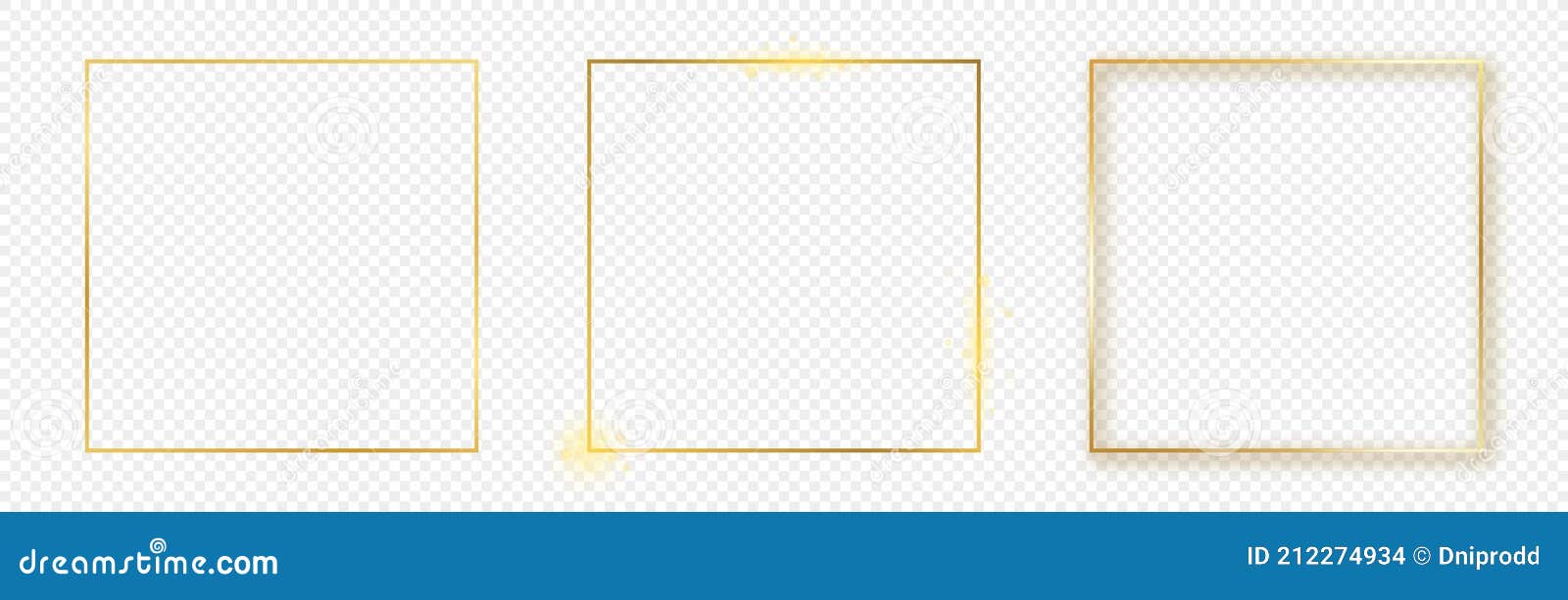 Gold glowing square frame stock vector. Illustration of golden - 212274934