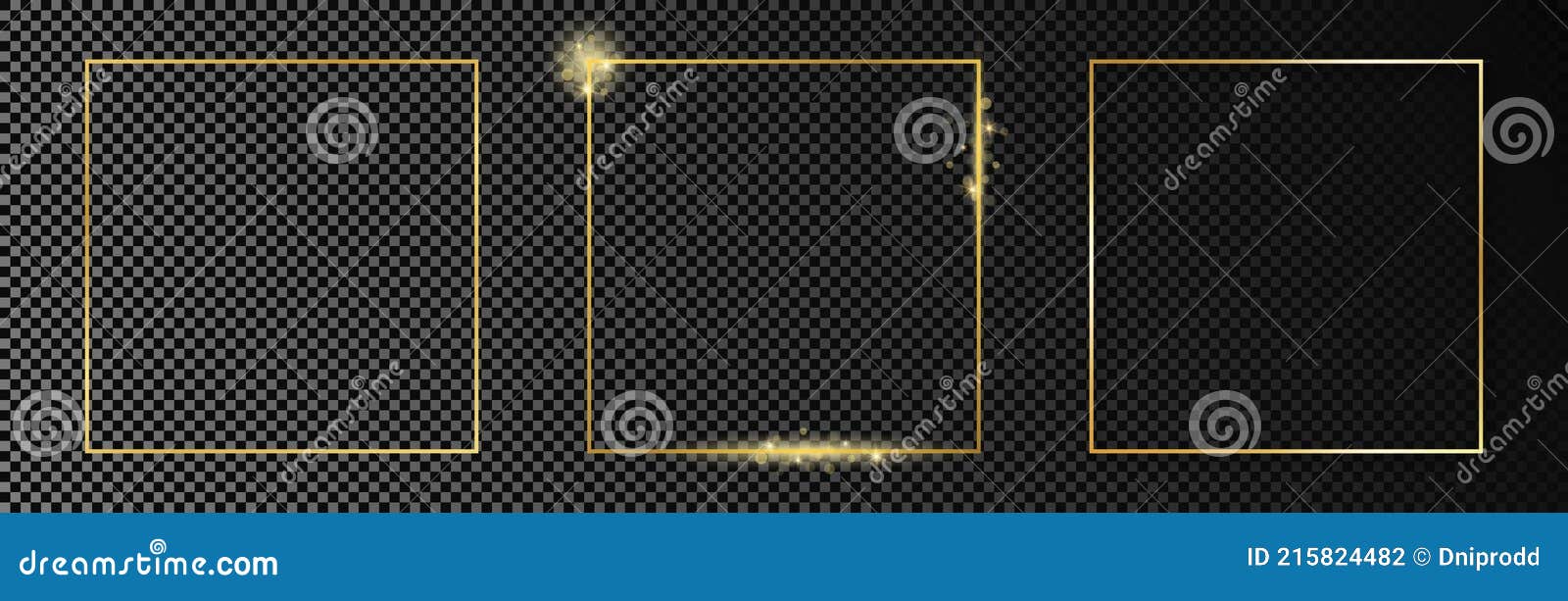 Gold glowing square frame stock vector. Illustration of christmas ...