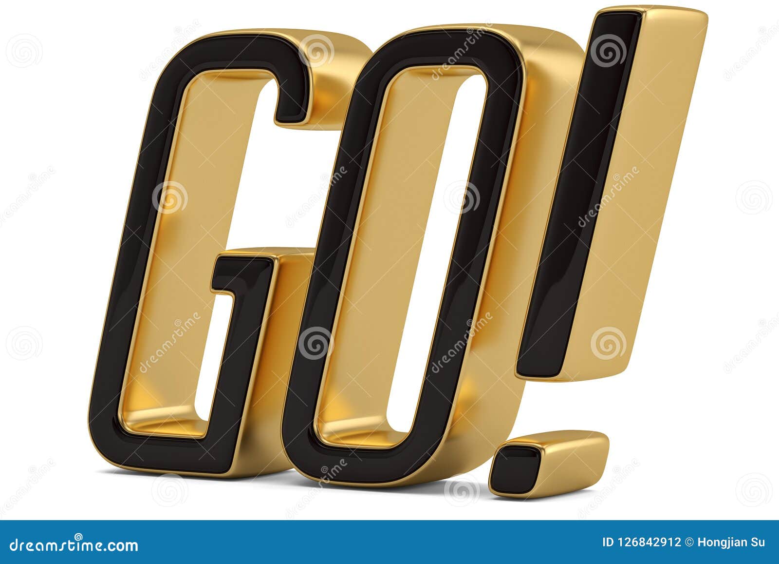 Gold Go Isolated on White Background 3D Illustration. Stock ...