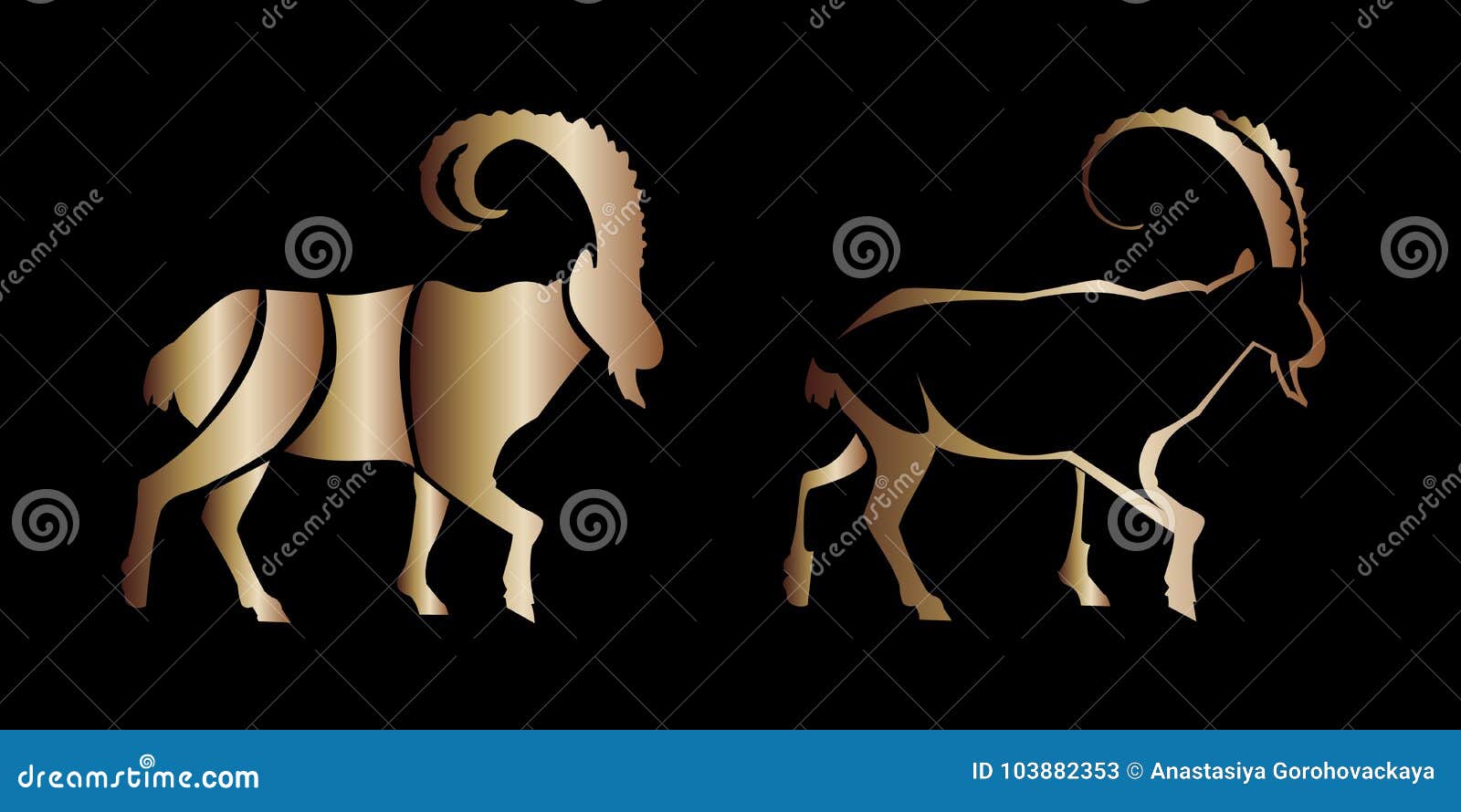 Gold Goat Symbol Vector Illustration | CartoonDealer.com #46997210