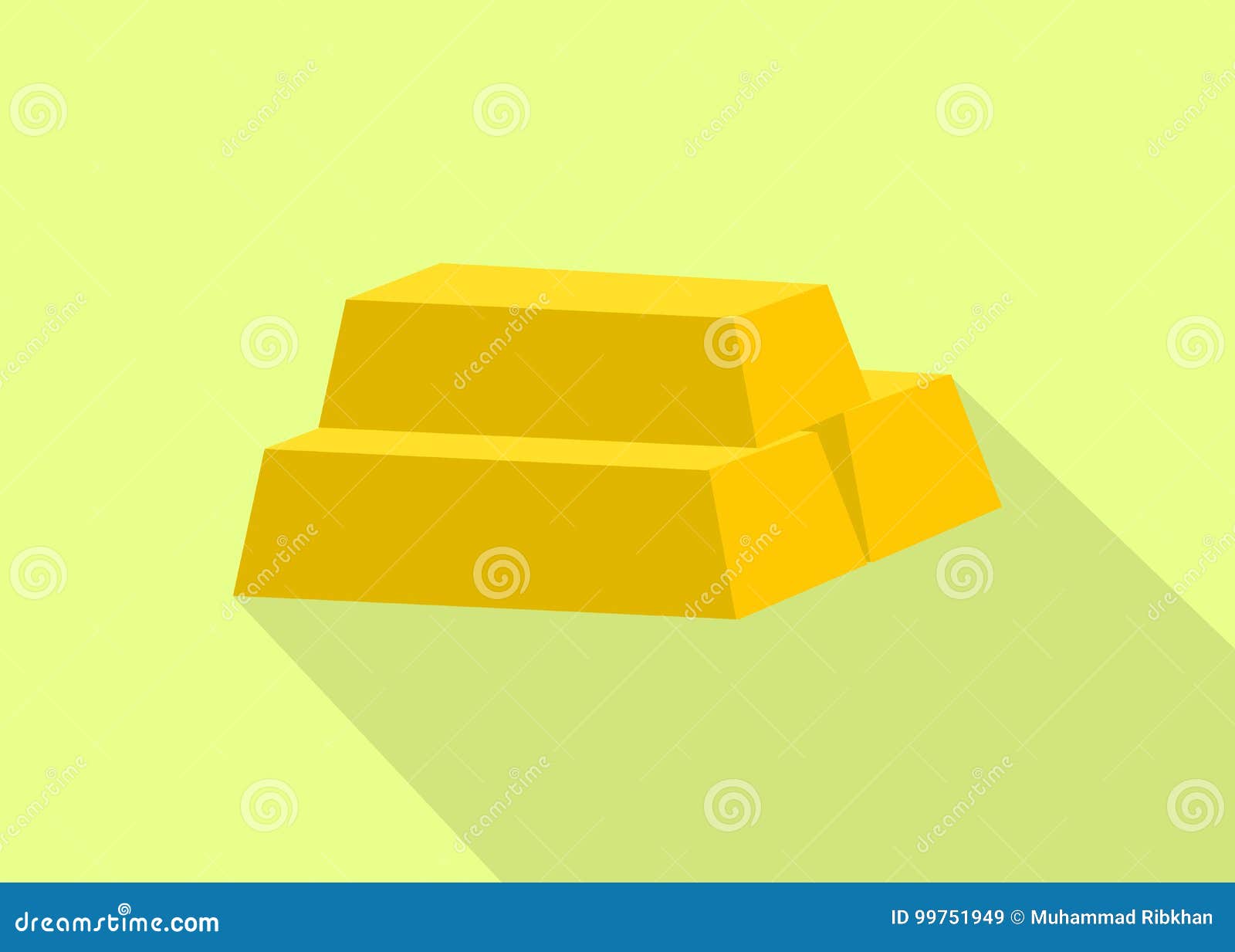 A Gold Golden Bar Stack with Flat Style and Long Shadow Background ...