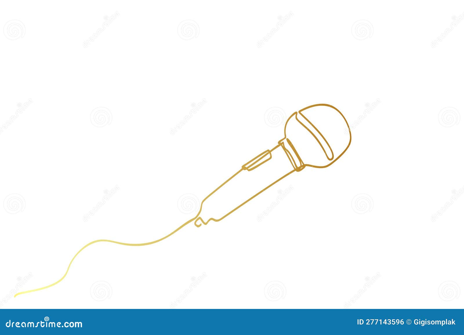Gold Golden Simple Vector Single One or Continuous Line Microphone ...